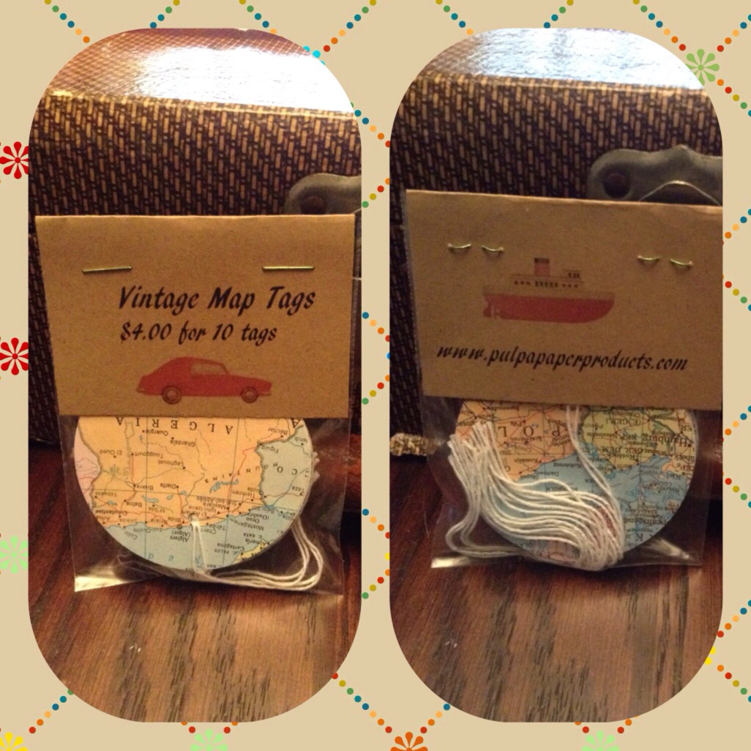 Vintage Map Tags Set of 10 Round - Etsy