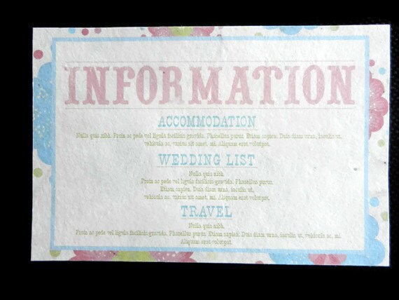 Information Card Inserts for Wedding Invitations - 20 - Sustainable ...