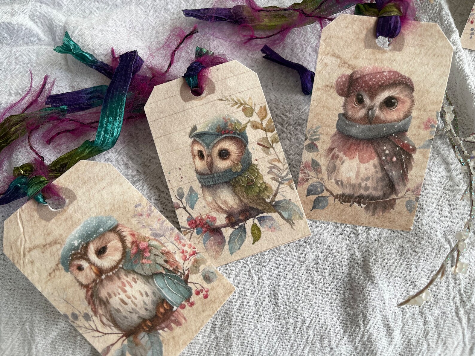 Handmade Paper Winter Owl Gift Tag Set - Etsy