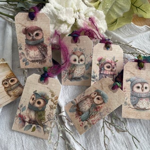 Handmade Paper Winter Owl Gift Tag Set - Etsy