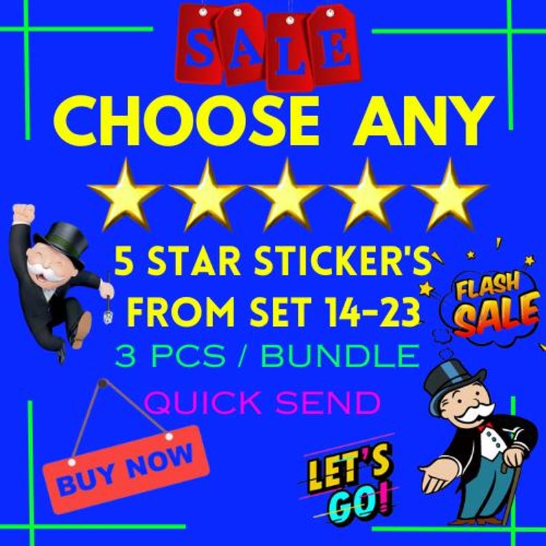 MONO GO 5 Star Sticker's From Set 14 to 23 3pcs per Bundle - Etsy