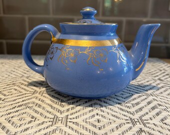 Vintage Hall Blue Teapot With Gold Trim Made in the USA - Etsy