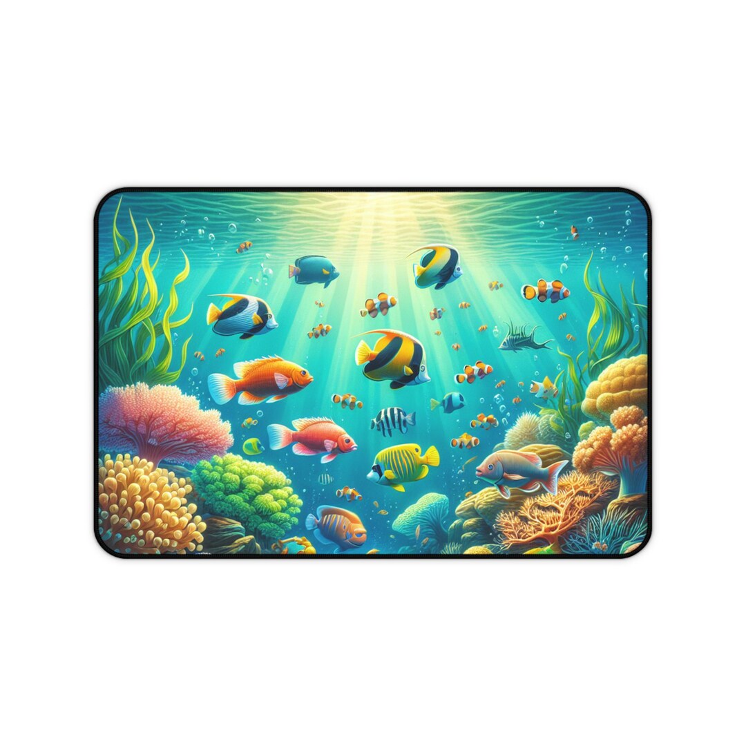 Fish Desk Mat, Ocean Themed Office Decor, Marine Life Mouse Pad ...