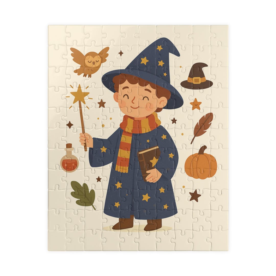 Whimsical Wizard Puzzle: Family Game Night, Halloween Fun - Etsy