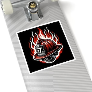 Fire Helmet Kiss-cut Stickers, Firefighter Sticker, Fire Department ...