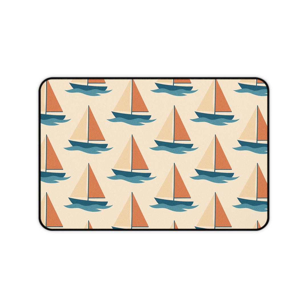 Nautical Desk Mat: Sailboat Decor, Coastal Workspace Accessory - Etsy