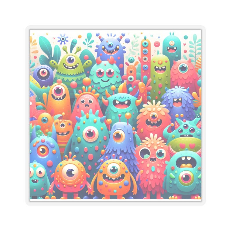 Monster Stickers, Cute Creature Decals, Fun Cartoon Monster Sticker ...