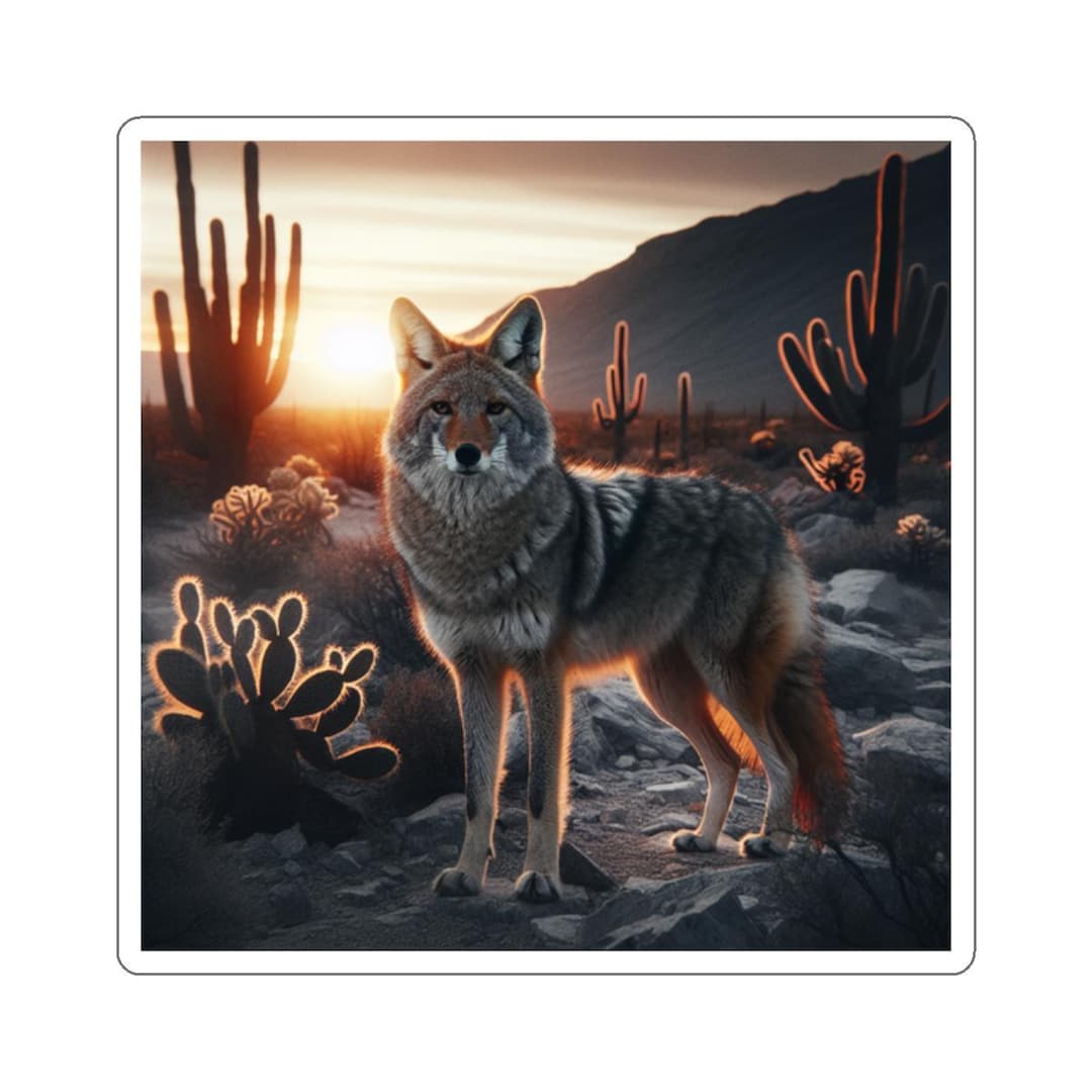 Coyote Stickers, Desert Wild Animal Art, Laptop Decals, Nature Lover ...