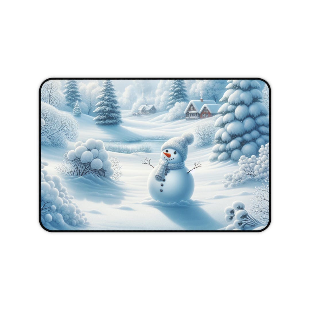 Snowman Desk Mat, Christmas Desk Accessory, Winter Office Decor ...