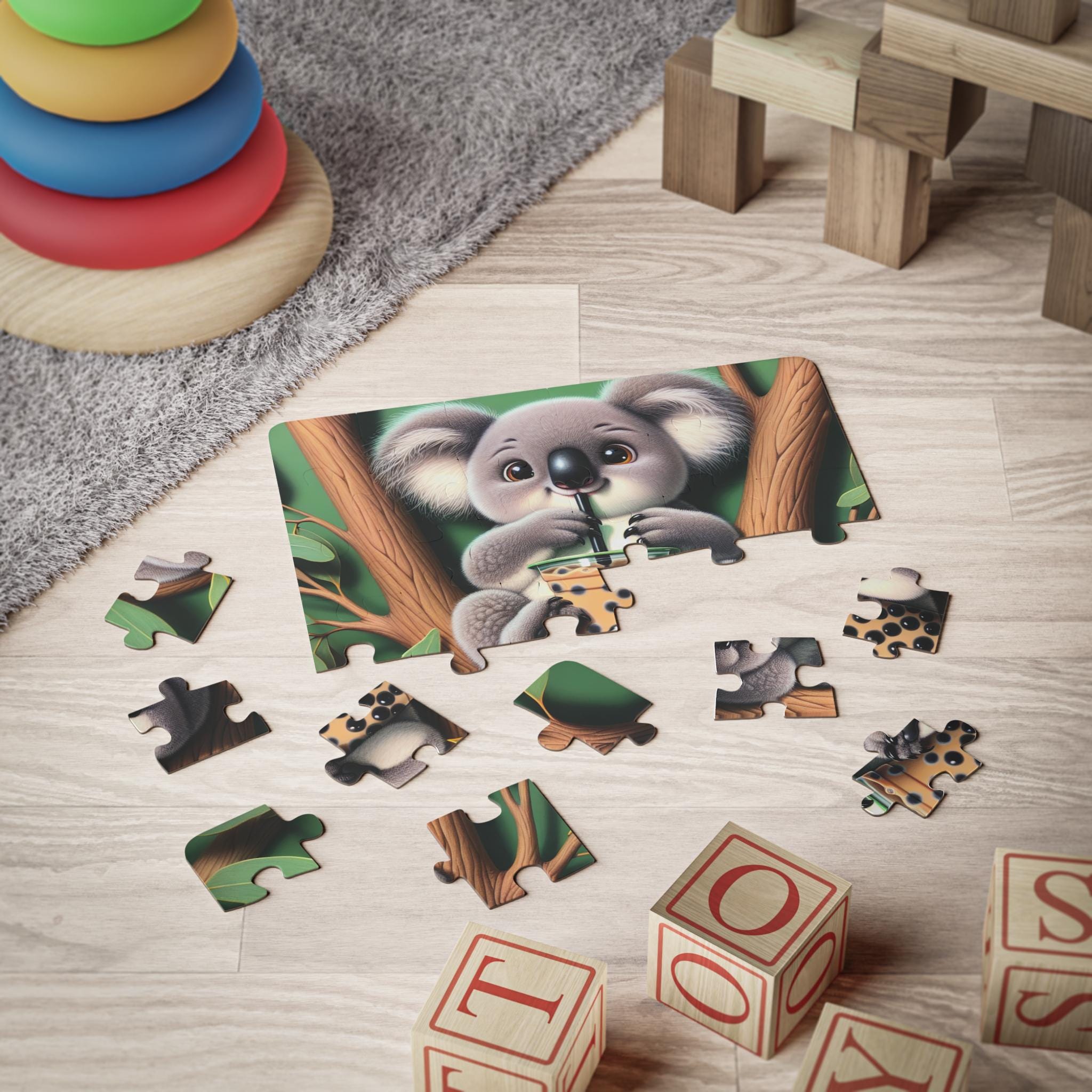 Kids' Puzzle, 30-piece - Koala Holding Boba Tea. Fun Jigsaw for ...