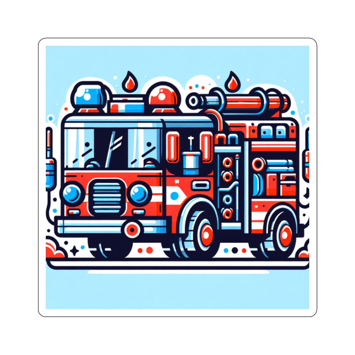 Fire Truck Stickers, Cute Red Vehicle Decals, Kids Bedroom Decor ...