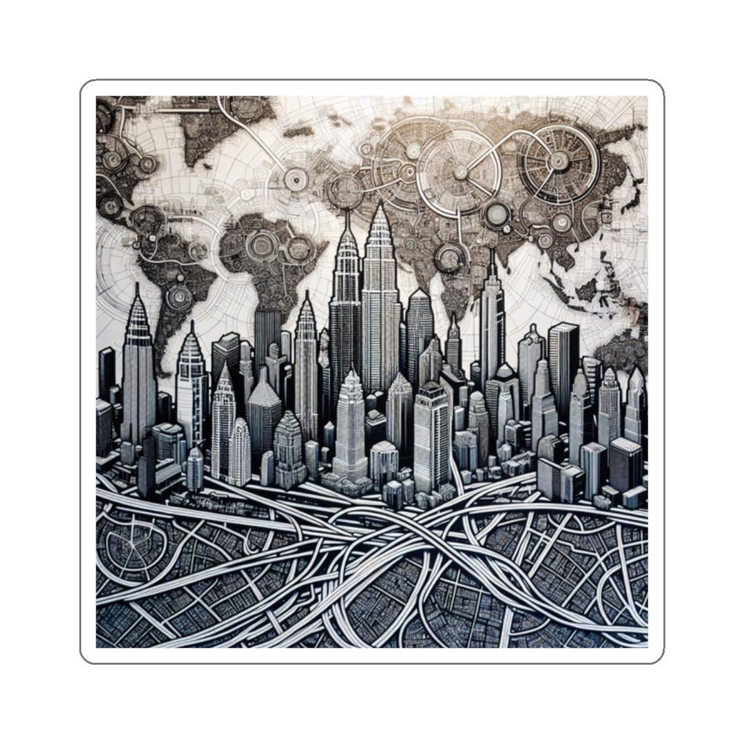 Cityscape Stickers - Urban Skyline Art Decals, Travel Laptop ...