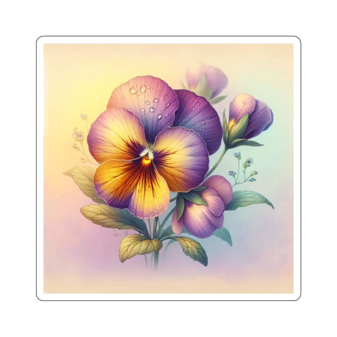 Pansy Stickers, Flower Decals, Floral Laptop Sticker, Cute Plant ...