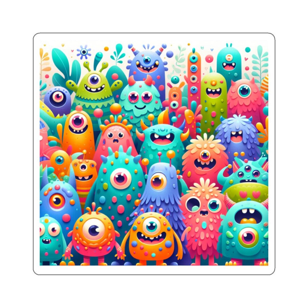 Monster Stickers, Cute Creature Decals, Fun Cartoon Monster Sticker ...
