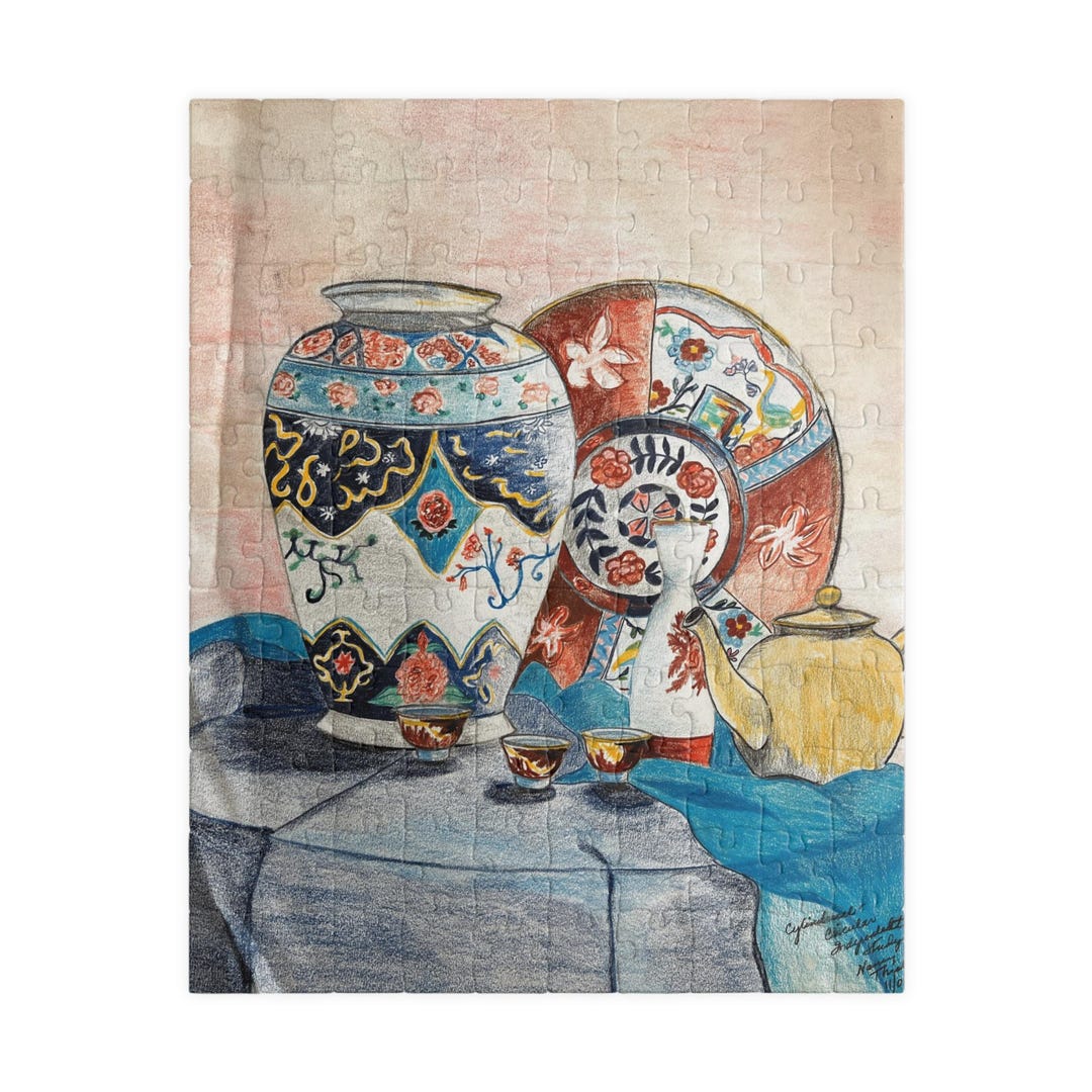 Jigsaw Puzzle, Vase and Teapot Design, Home Decor, Relaxation Activity ...
