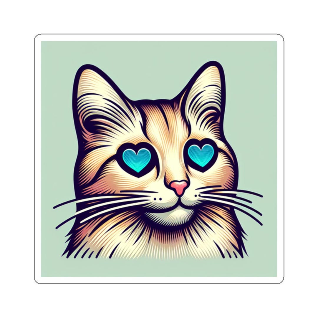 Cat Kiss-cut Stickers, Heart Eyes Kitty Decals, Cat Lover Gift, Laptop ...