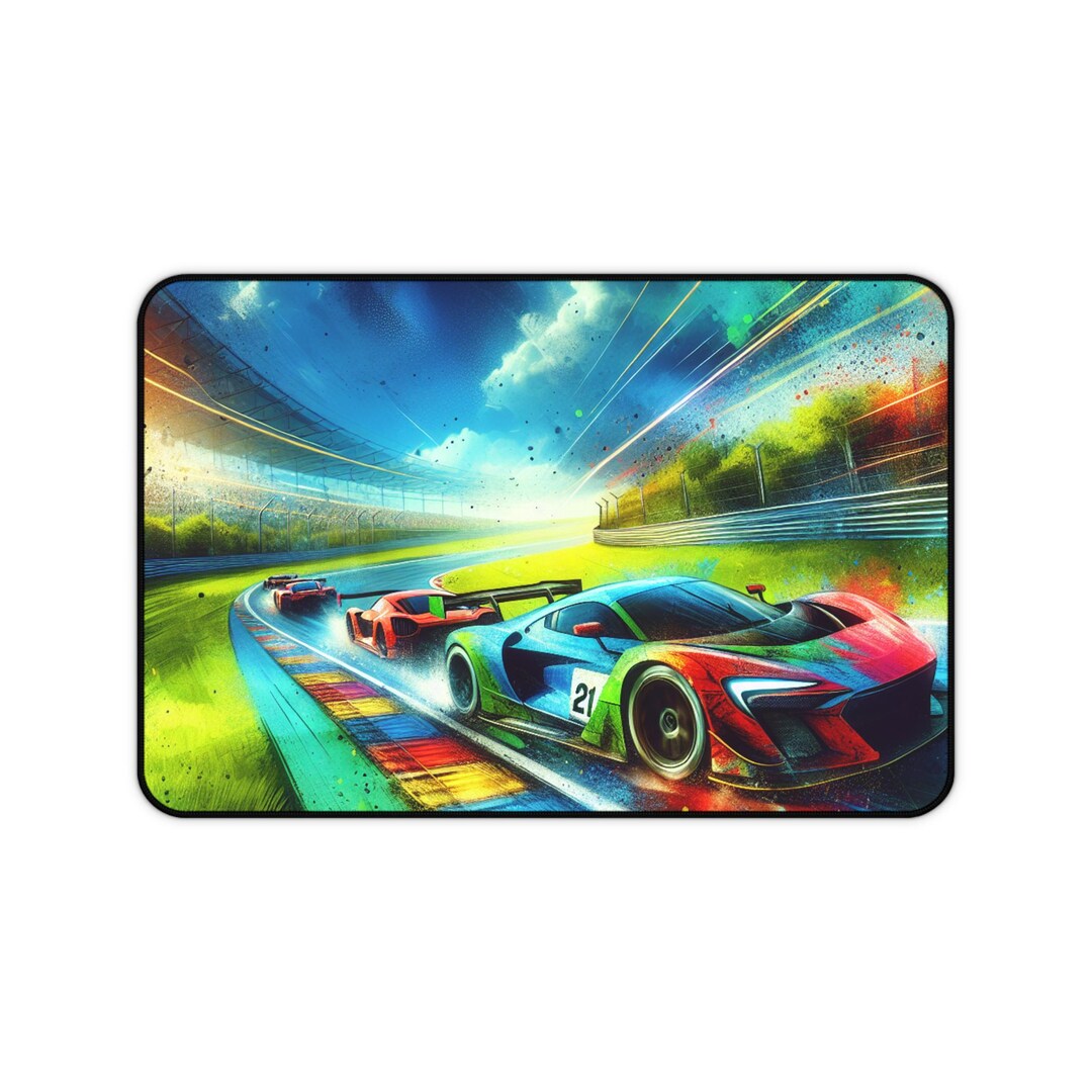Race Car Desk Mat: Vibrant Racing Theme Office Decor - Etsy