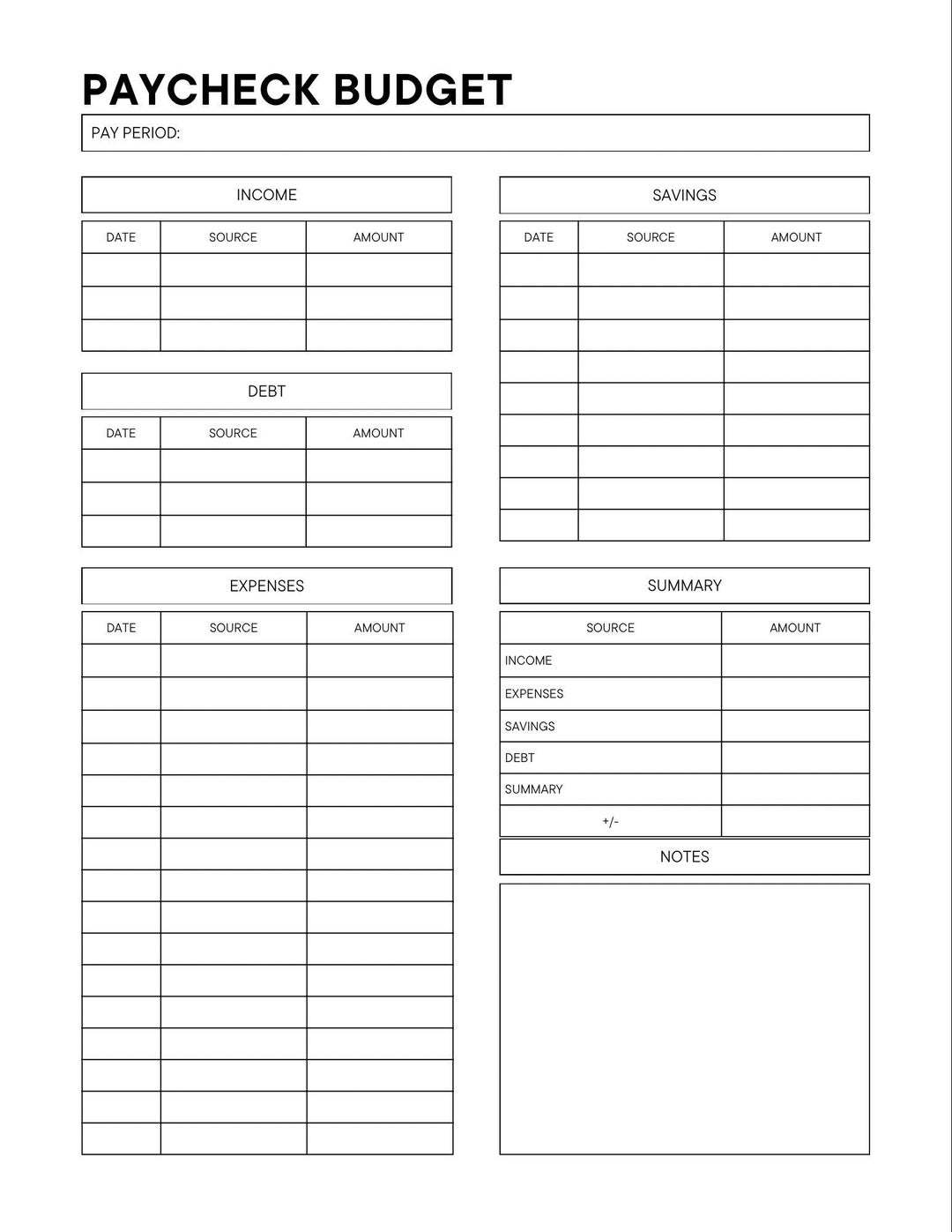 Simple Paycheck Budget Template | Easy-to-use Monthly Budget Planner ...