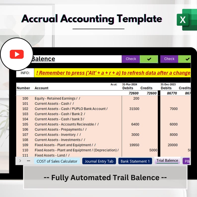 Accrual Accounting Excel Template - UK Double Entry Bookkeeping ...