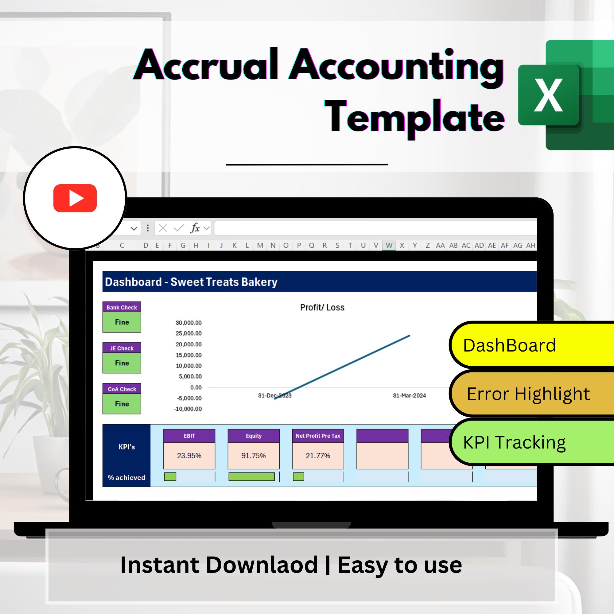 Basic Accrual Accounting Template - UK Accrual Accounting - Double Entry Bookkeeping - Low ...
