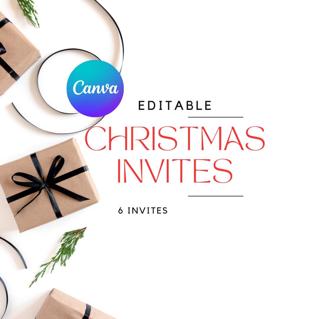 Editable Elegant Christmas Invitations - Etsy