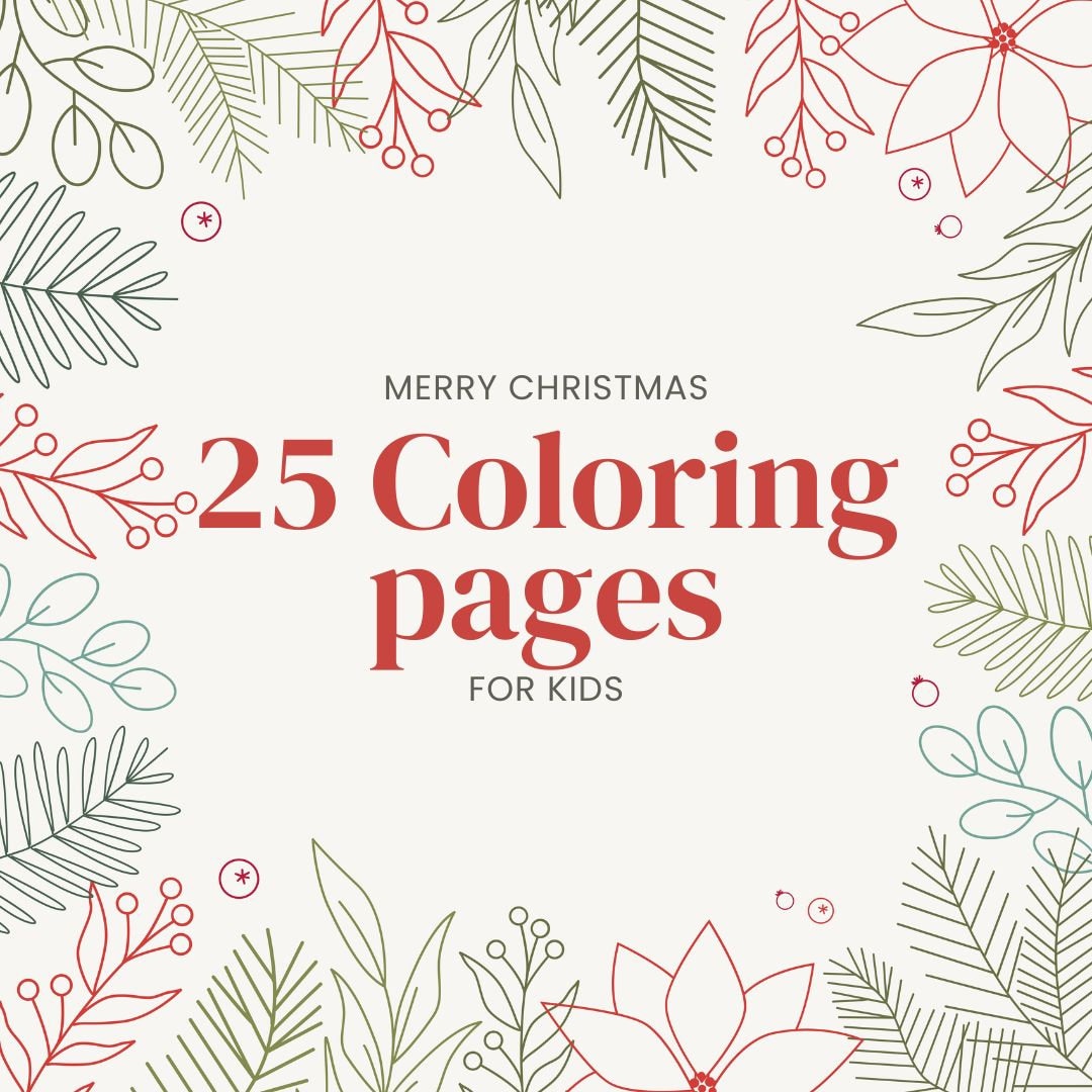 25 Coloring Pages for Kids Christmas - Etsy