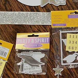 Senior Silver & White Homecoming Mum Trinkets Lot Letters Stickers ...