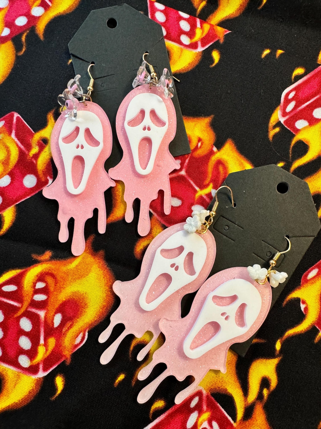 Acrylic Ghostface Flower Crown Valentine Dangle Earrings Goth Halloween ...