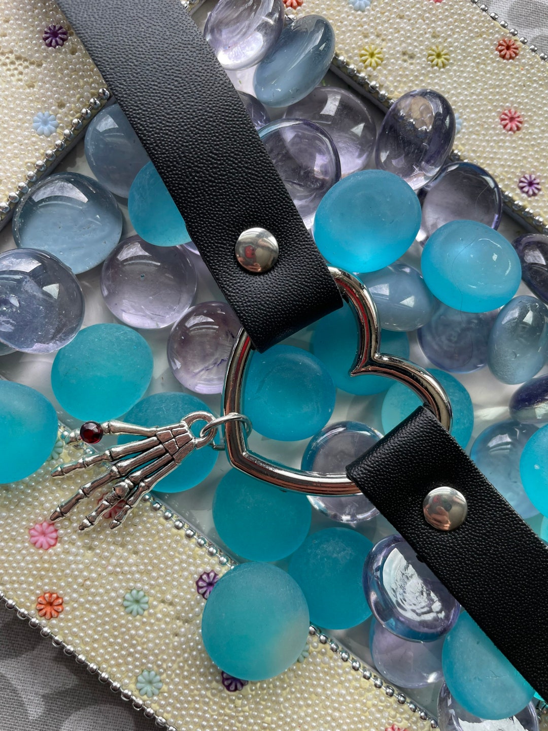 Skeleton Hand and Heart Faux Leather Choker Collar Goth Witch - Etsy