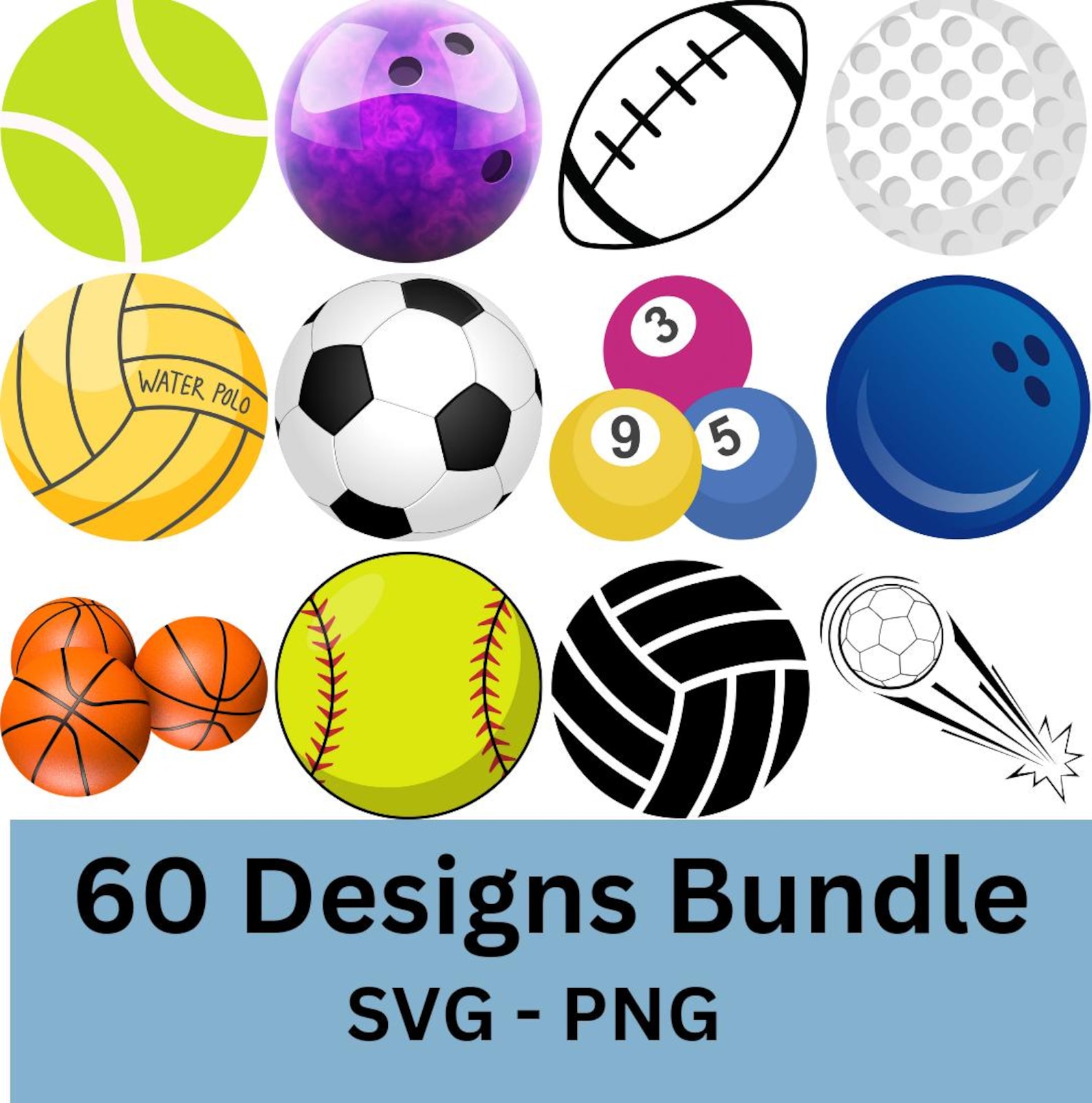 Sports Balls Bundle, Sports Ball Svg, Sports Balls Clipart Bundle ...