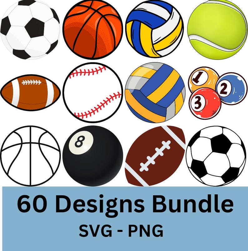 Sports Balls Bundle, Sports Ball Svg, Sports Balls Clipart Bundle ...