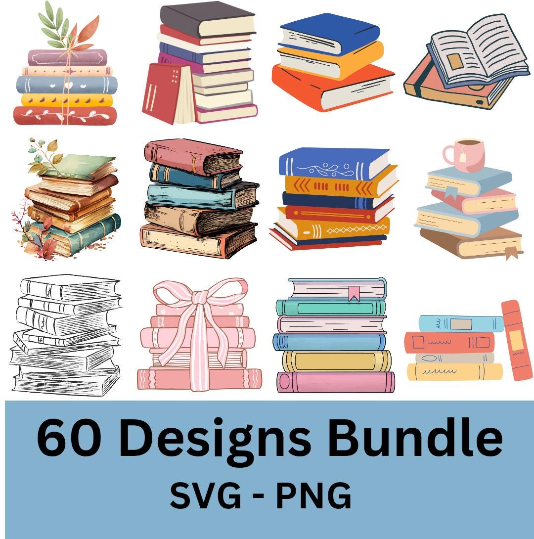 Books Svg Bundle,books Png Bundle, Book Lover Bundle Svg, Books Bundle ...