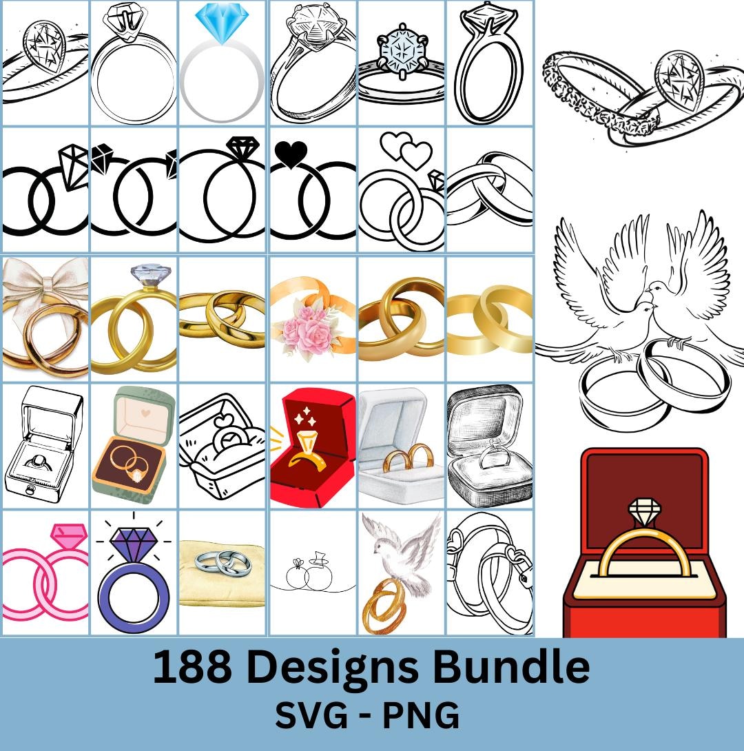 Wedding Ring SVG Files, Wedding Ring Clipart, Engagement Ring SVG ...