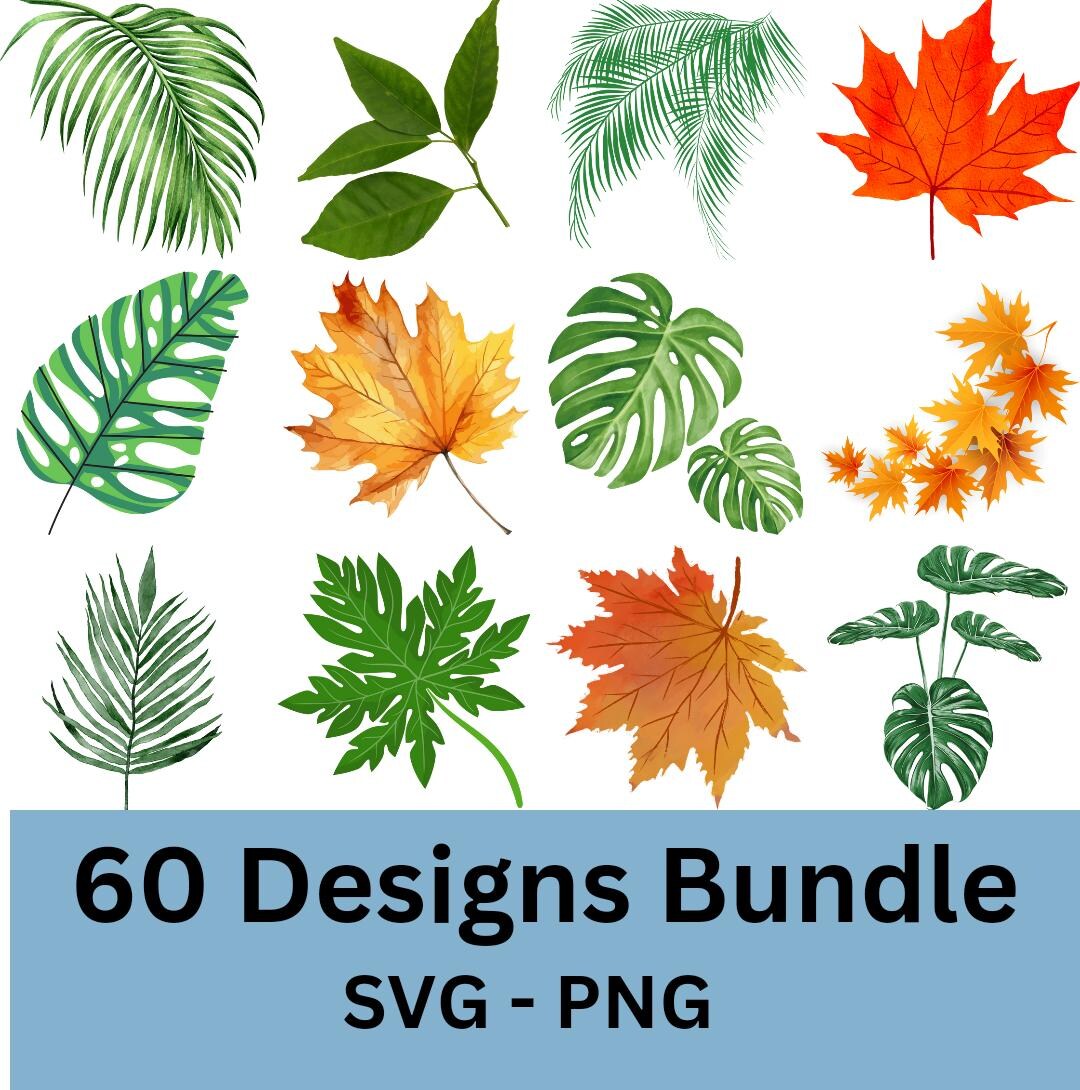 Leaves Bundle Svg, Leaves Clipart Bundle, Leaves Png Bundle, Vector Svg ...