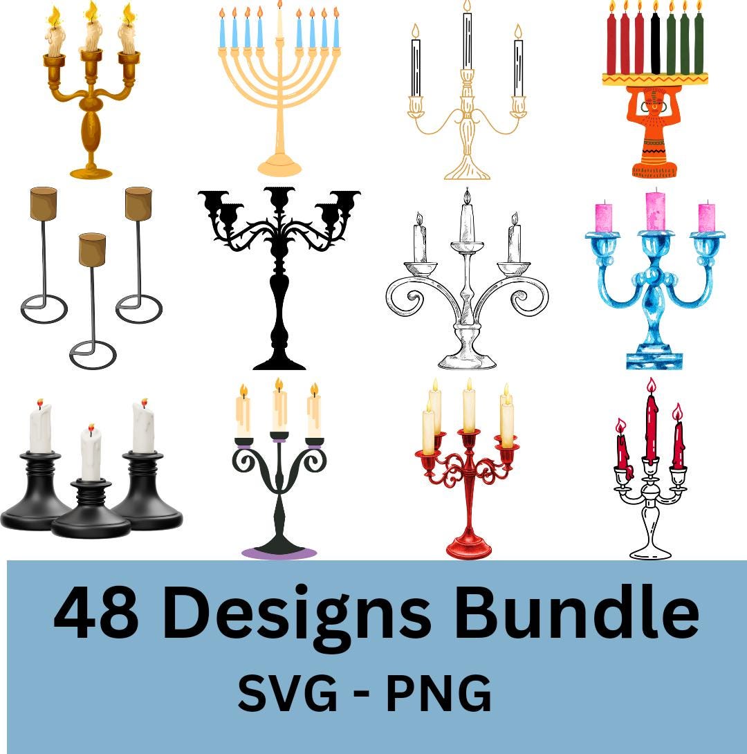 Candle Holder SVG Bundle, Candlestick Svg, Candelabra Svg, Elegant ...