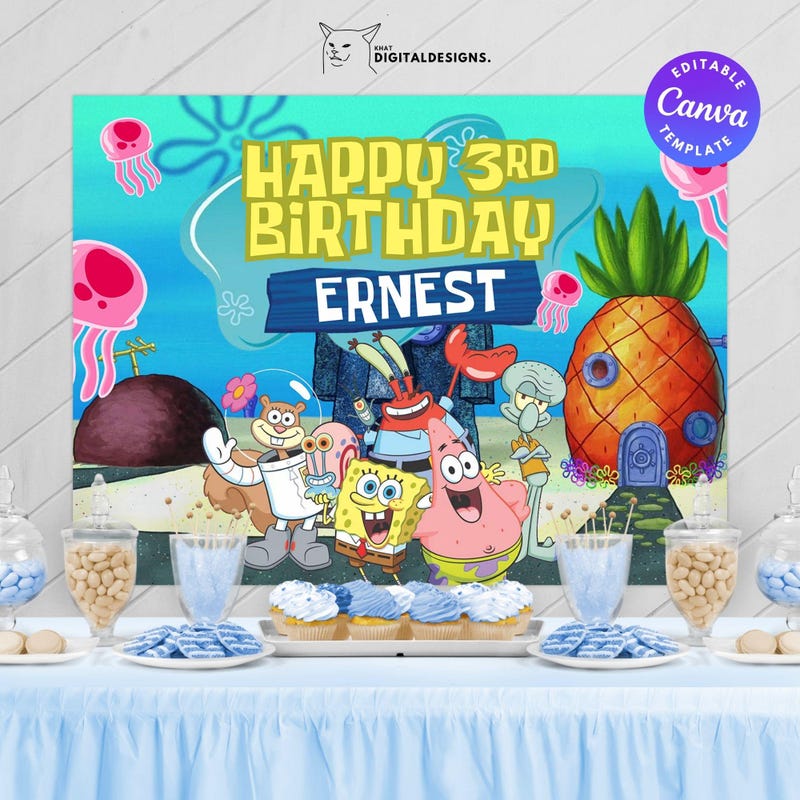Spongebob Birthday Backdrop - Etsy