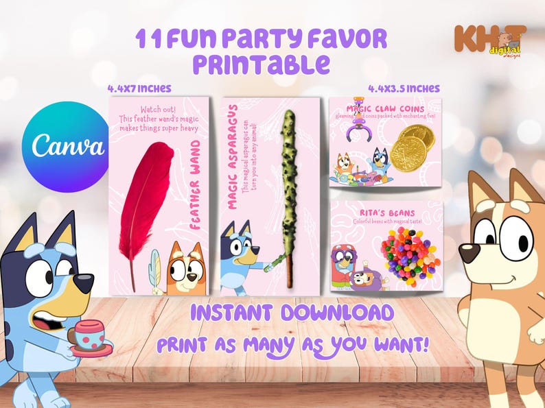 11 PCS Pink Bluey Party Favors, Birthday Party Treat Bundles, Blue Dog ...