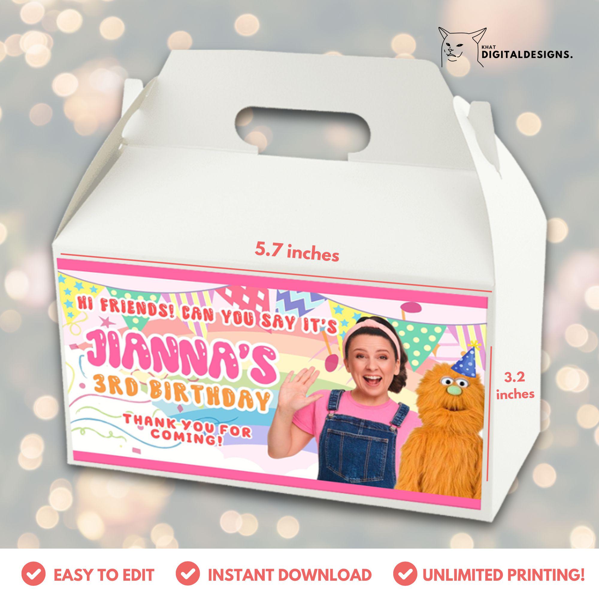 Editable Ms. Rachl Gable Box Label, Ms. Rachl Birthday Party, Ms Rach ...