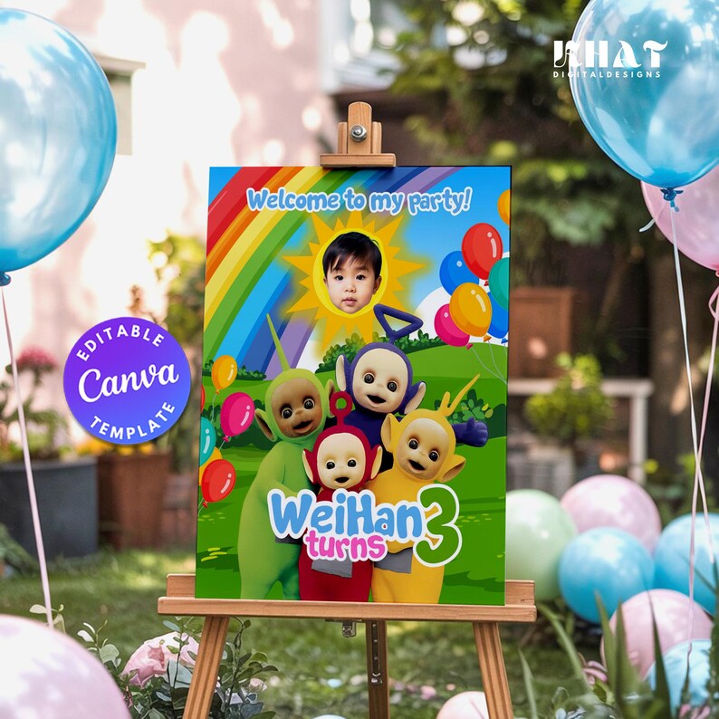 Custom Teletubbies Birthday Party Welcome Poster, Party Backdrop, Kids ...