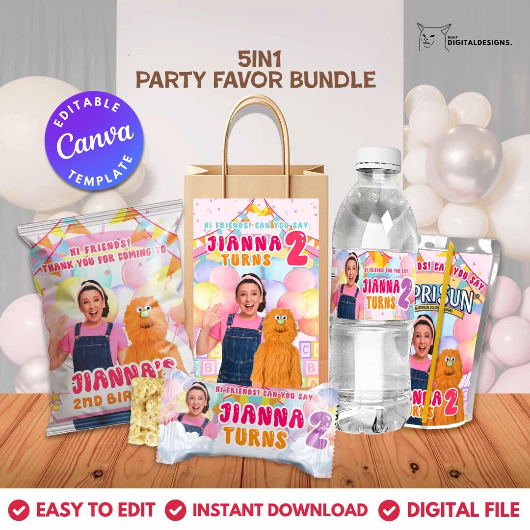 5in1 Editable Ms Rachel Party Favor Bundle, Ms Rachel Chip Bags, Ms ...