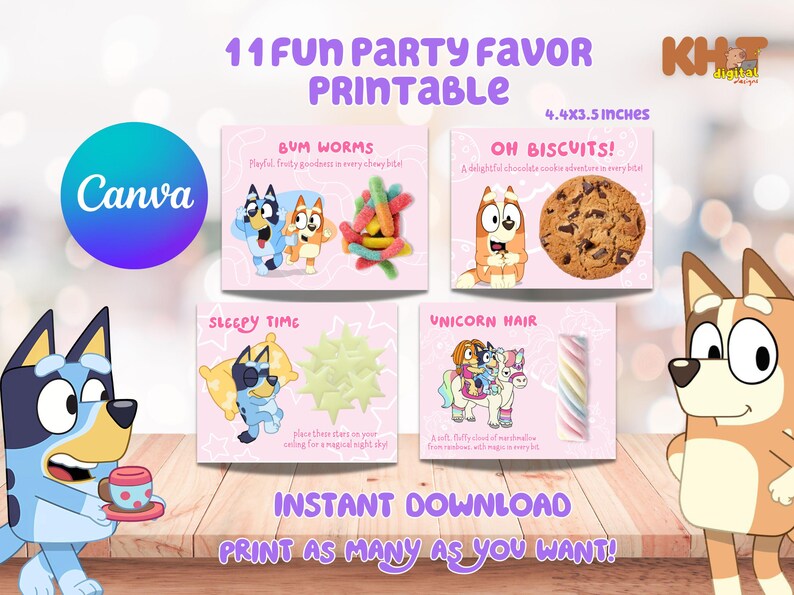 11 PCS Pink Bluey Party Favors, Birthday Party Treat Bundles, Blue Dog ...