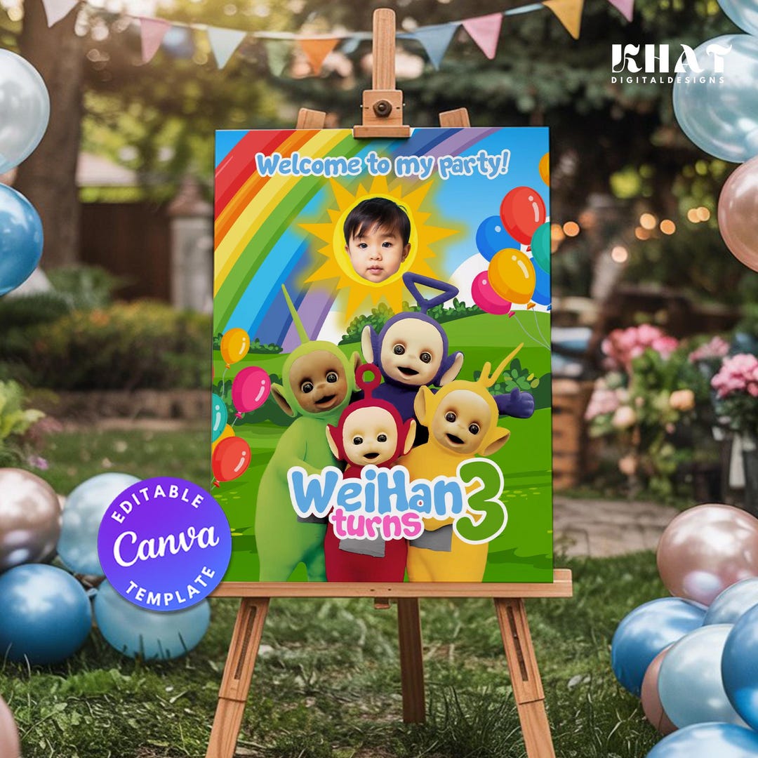 Custom Teletubbies Birthday Party Welcome Poster, Party Backdrop, Kids ...