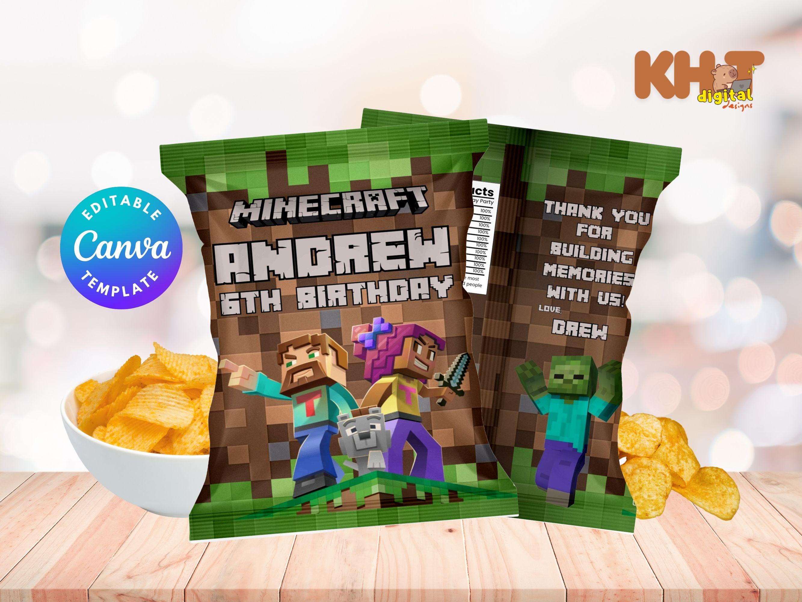 Editable Minecrafter Chip Bag Printable, Minecrafter Birthday ...