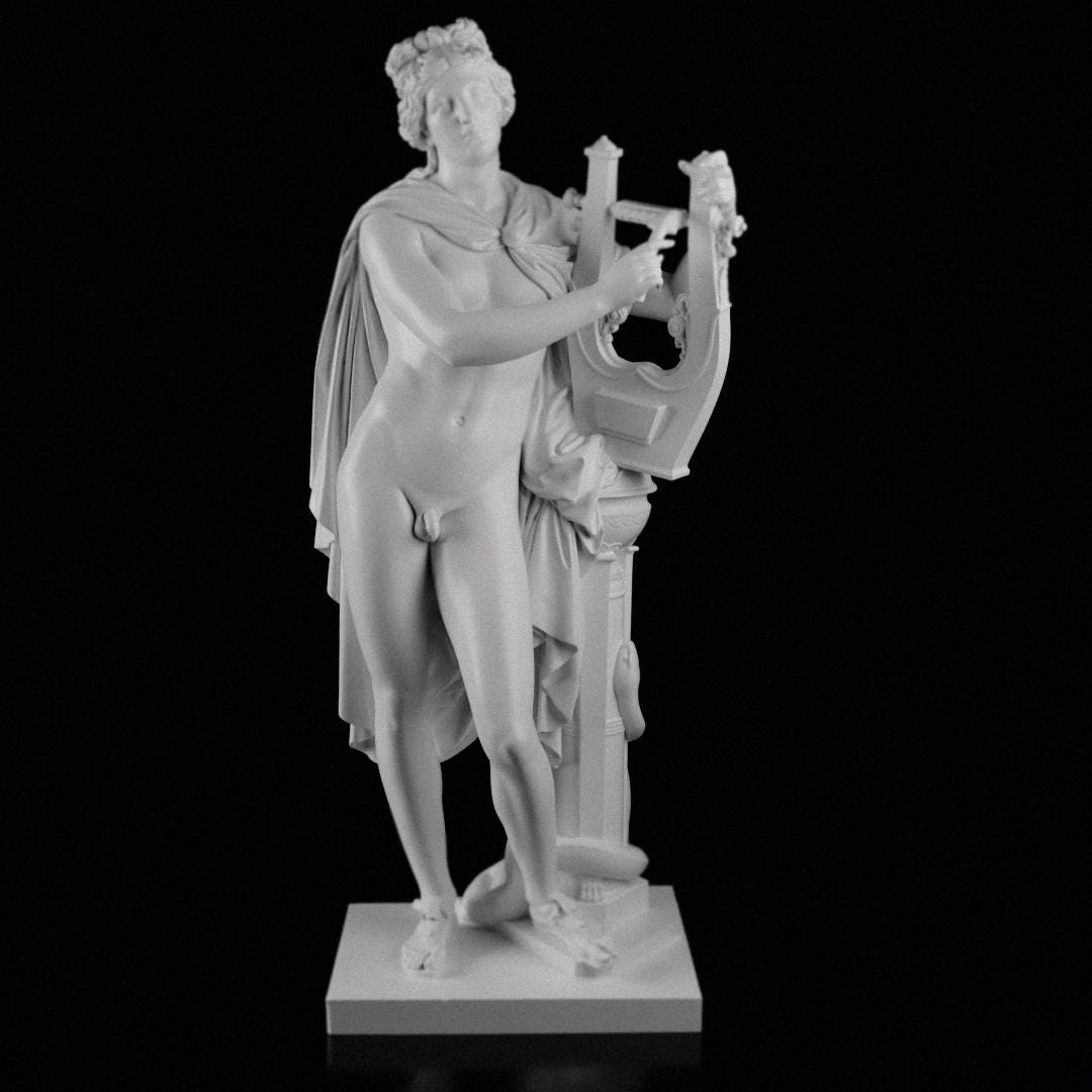 Apollo Kitharoidos Statue 3D Printed Greek God Sculpture Unique Home ...