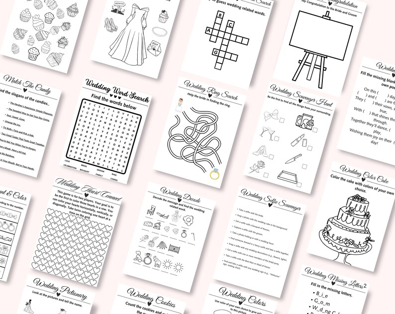 50 + Wedding Activities for Kids, Wedding Coloring Book, Wedding Table ...