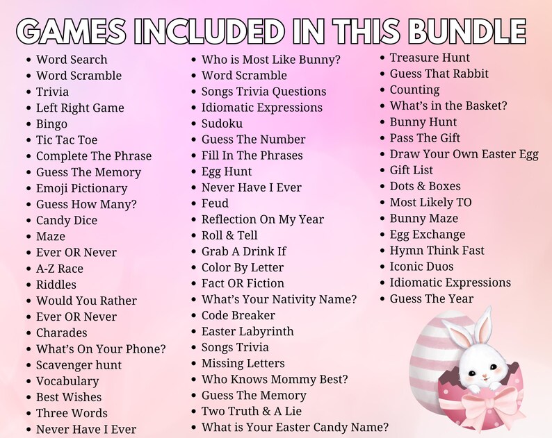 100 + Easter Party Games Bundle, Printable Easter Activities, Easter ...