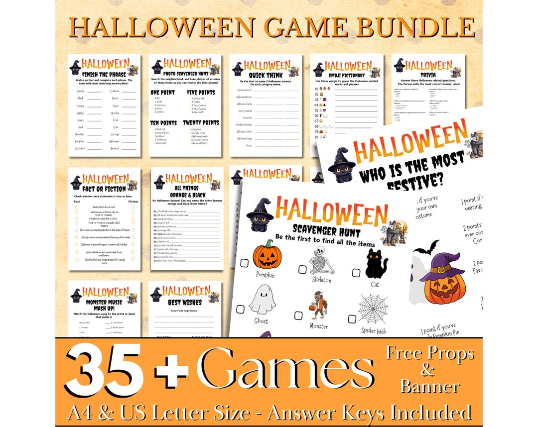 40 + Halloween Party Games Bundle, Halloween Games for Kids Teens and ...