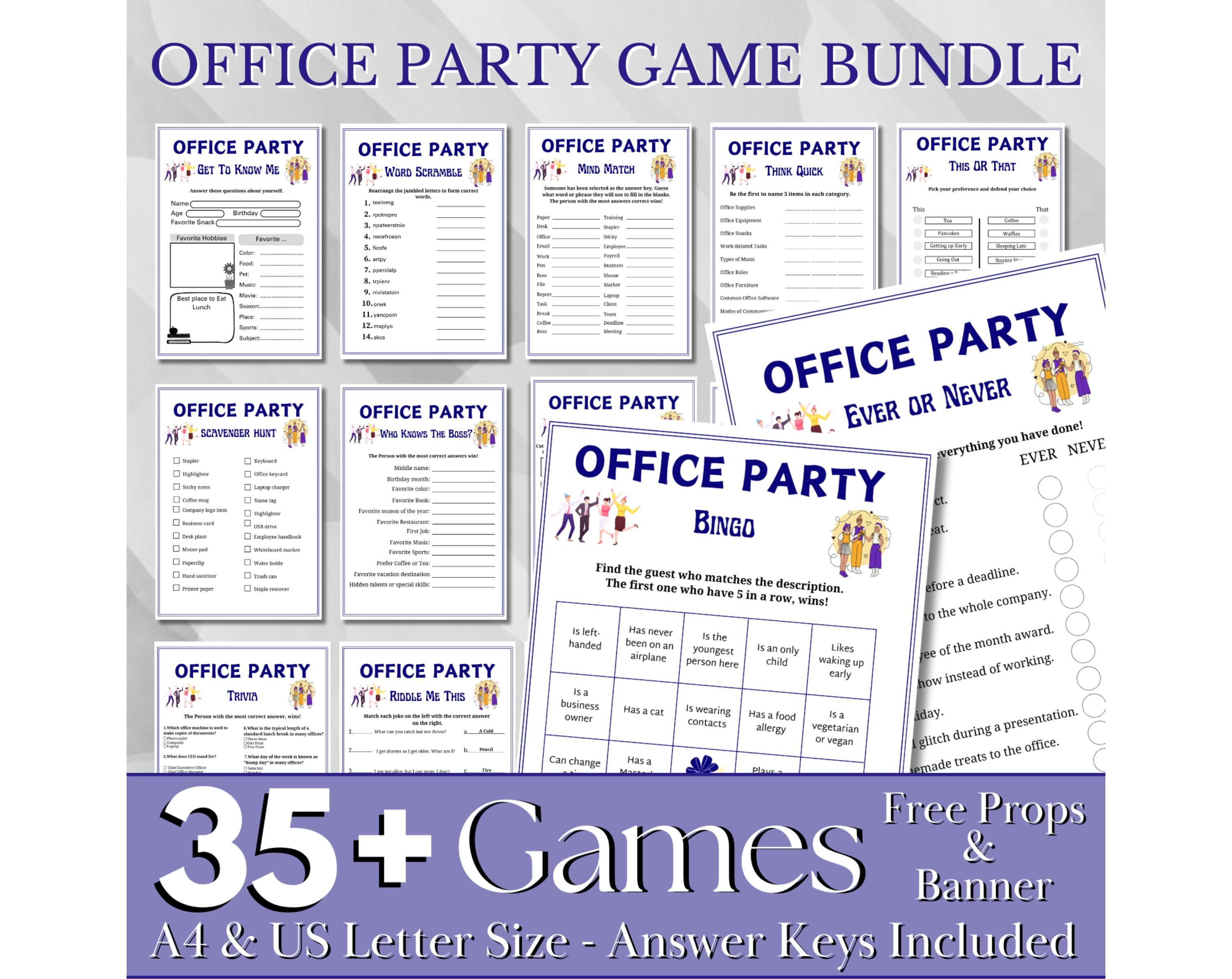 35 + Office Party Games Bundle, Team Building Games, Staff Appreciation ...