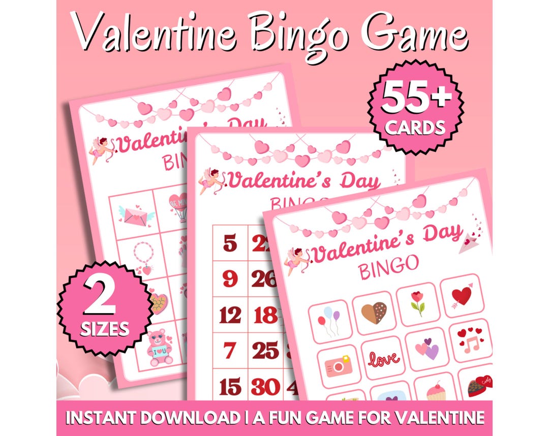 Valentine's Day Bingo Game, Printable Valentines Game, Valentine's ...