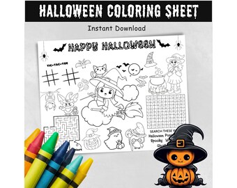 Kids Halloween Activity Sheet - Etsy
